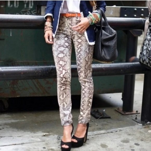 Zara | Pants & Jumpsuits | Zara Snake Print Python High Waist Jean Skinny Pants Sz 6 | Poshmark